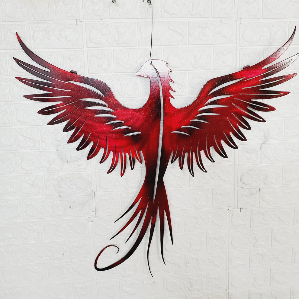 Phoenix Metal Wall Art – Translucent Blue or Red Plasma Cut Steel Wall ...